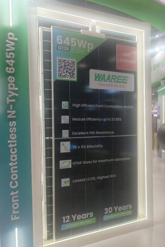 Waaree unveils 645 Wp TOPCon G12R front contactless solar module with ...